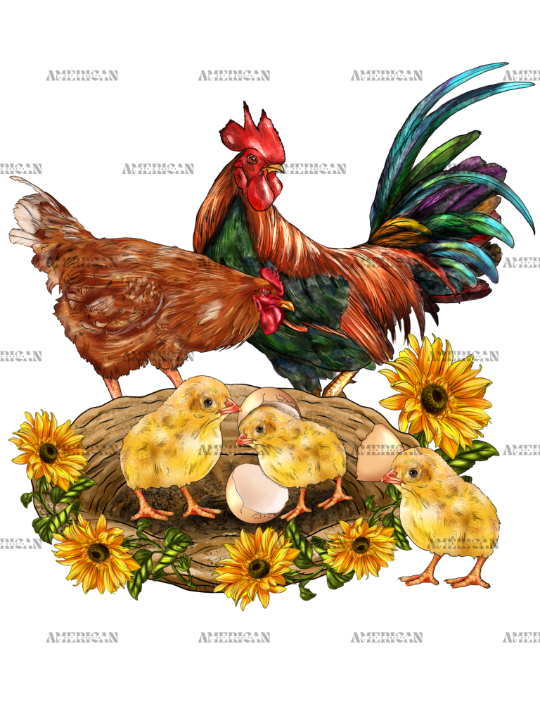 Western Chicken Family DTF Transfer - American HTV Mesquite